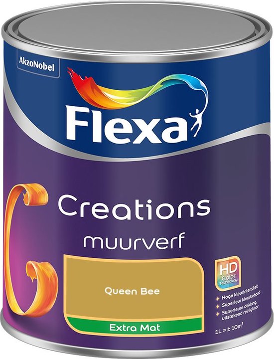 Flexa - Creations Muurverf Extra Mat - Queen Bee - Mengverf - 1 L | bol
