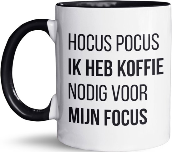 NietMokken.nl - Hocus Pocus, Ik Heb Koffie Nodig Voor Mijn Focus Mok - Grappige Tas... | bol