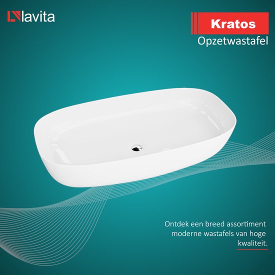 LAVITA® Opzetwastafel KRATOS Rechthoekig Keramische Wastafel voor ...