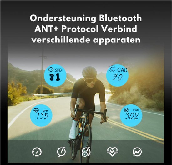 CC500 Fietscomputer GPS - Draadloze Fiets Snelheidsmeter, ANT+Bluetooth ...