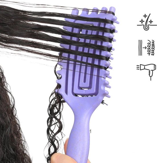 Curl Styling Haarborstel - Kammetje - met onthaar kam - krullenborstel ...