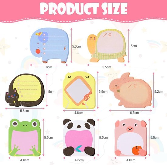 24-Pack Cute Animal Sticky Notes - 480pcs Cartoon Sticky Notes for ...
