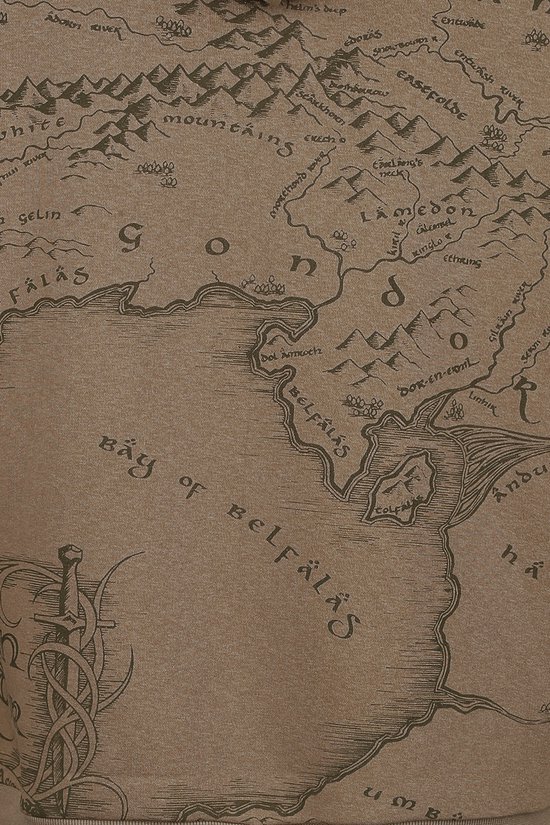 The Lord Of The Rings Rohan Gondor Map Vest met capuchon lichtbruin XL ...