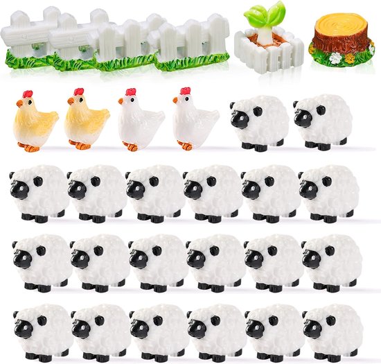 Miniatuur schaapfiguren, 30 stuks mini-schaapdecoratie, hars, schaap ...