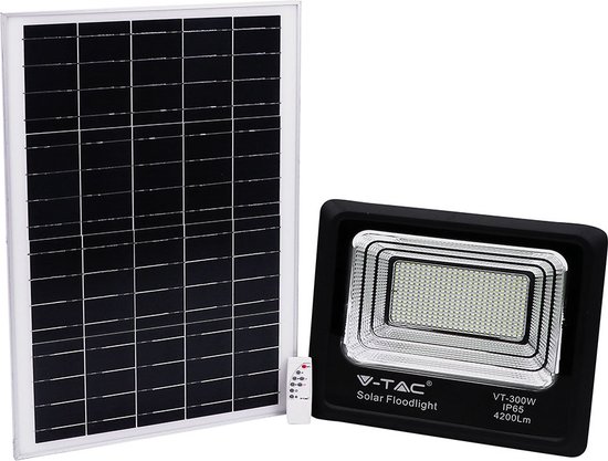 V-TAC VT-300W Zwarte Solar schijnwerpers - 50W - IP65 - 4200 Lumen - 4000K | bol