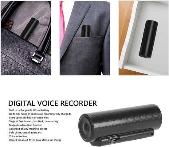 Digitale Audio-spraakrecorder met MP3-stembediening 192 KBPS ...