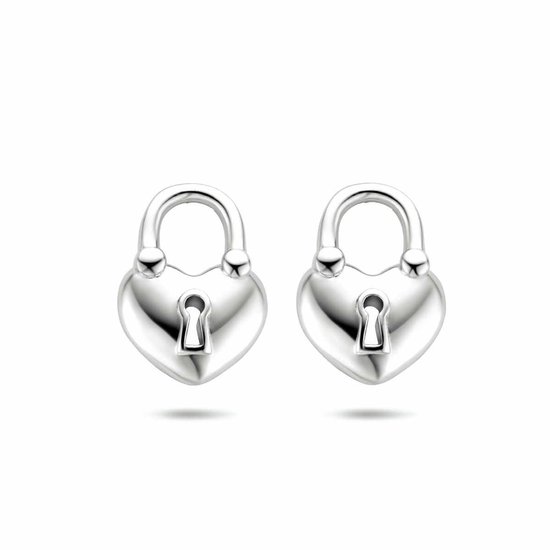 Zilveren oorknoppen hartje/slotje | bol
