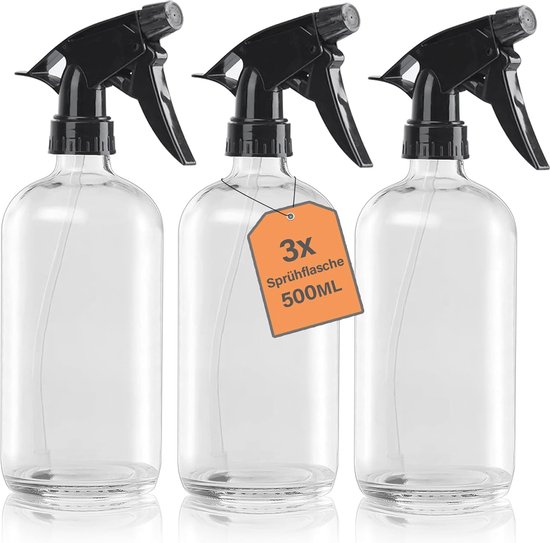Set van 3 Spuitflessen van 500 ml - Transparante Sprayflessen met ...
