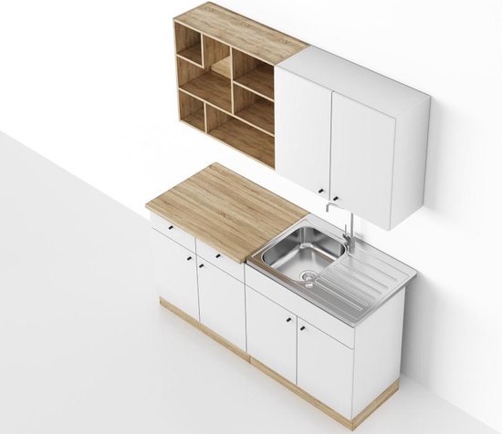 KitchenettesDirect Brina keukenblok - Klein keuken zonder apparatuur ...