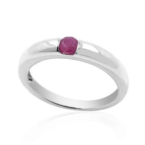 Zilveren ring met een robijn | bol