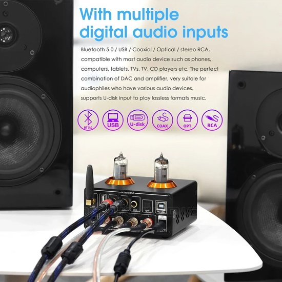 Nobsound - Buizenversterker - Voorversterker - 100W + 100W - DAC ...