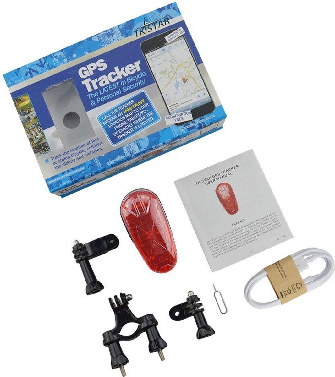 Tracemaster Fiets/Motor LED-achterlicht met volgsysteem, GPS Tracker ...