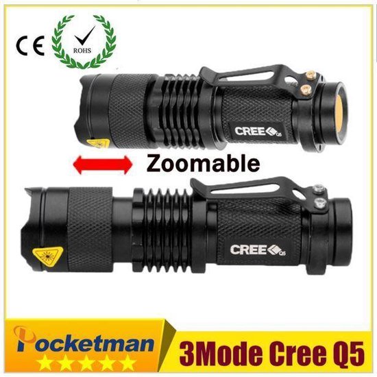 "High-Quality Pocketman Mini Black CREE 2000 Lumen Waterproof LED ...