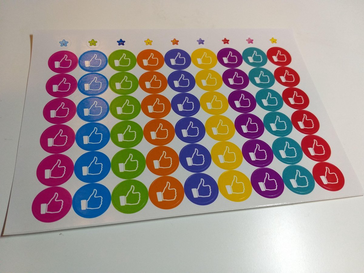 Beloningsstickers Set Groot Like - 4 x A5 vel 19mm stickers - Belonen ...