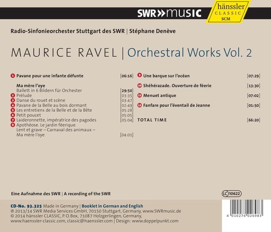 Stéphane Denève, Radio-Sinfonieorchester Stuttgart Des SWR - Ravel: Orchestral Works... | bol