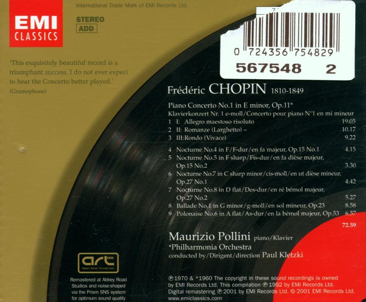 Chopin: Piano Concerto no 1, Nocturnes etc / Pollini, Kletzki et al ...
