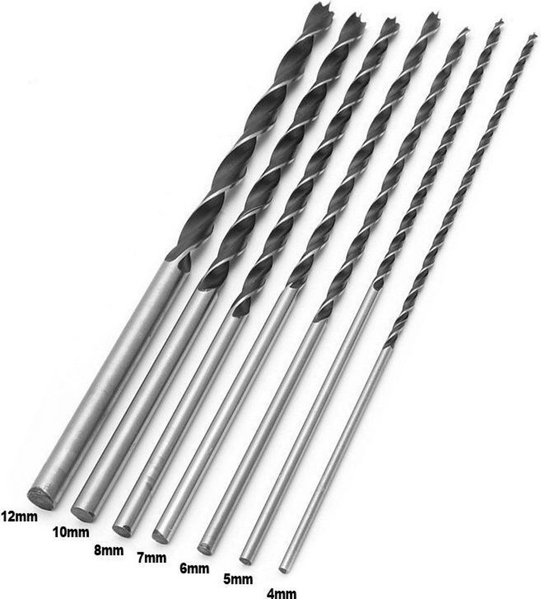 bol.com | Set van 7 extra lange houtboren (4-12 mm, 300 mm lang)
