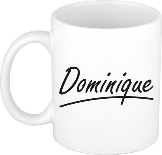 Dominique naam cadeau mok / beker sierlijke letters - Cadeau collega ...