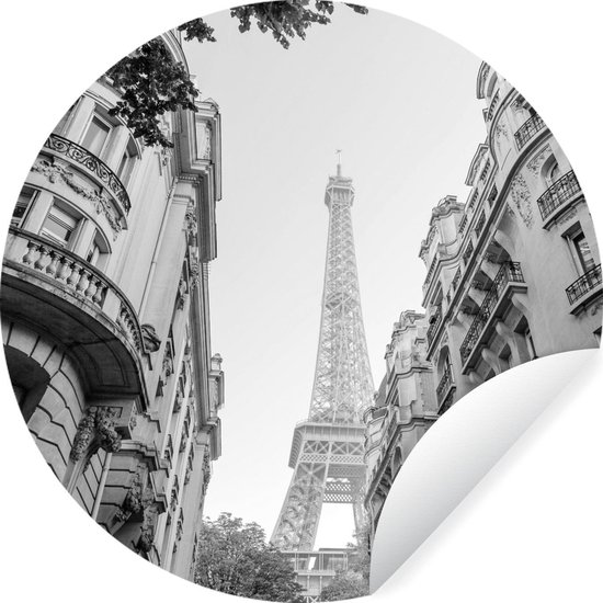 WallCircle - Muurstickers - Behangcirkel - Frankrijk - Zwart - Wit - Eiffeltoren -... | bol.com