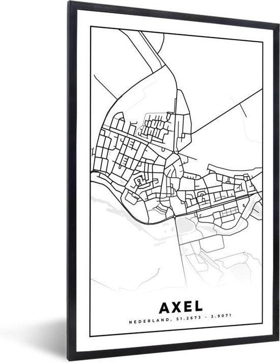 Fotolijst incl. Poster - Kaart - Axel - Zwart - Wit - 40x60 cm ...
