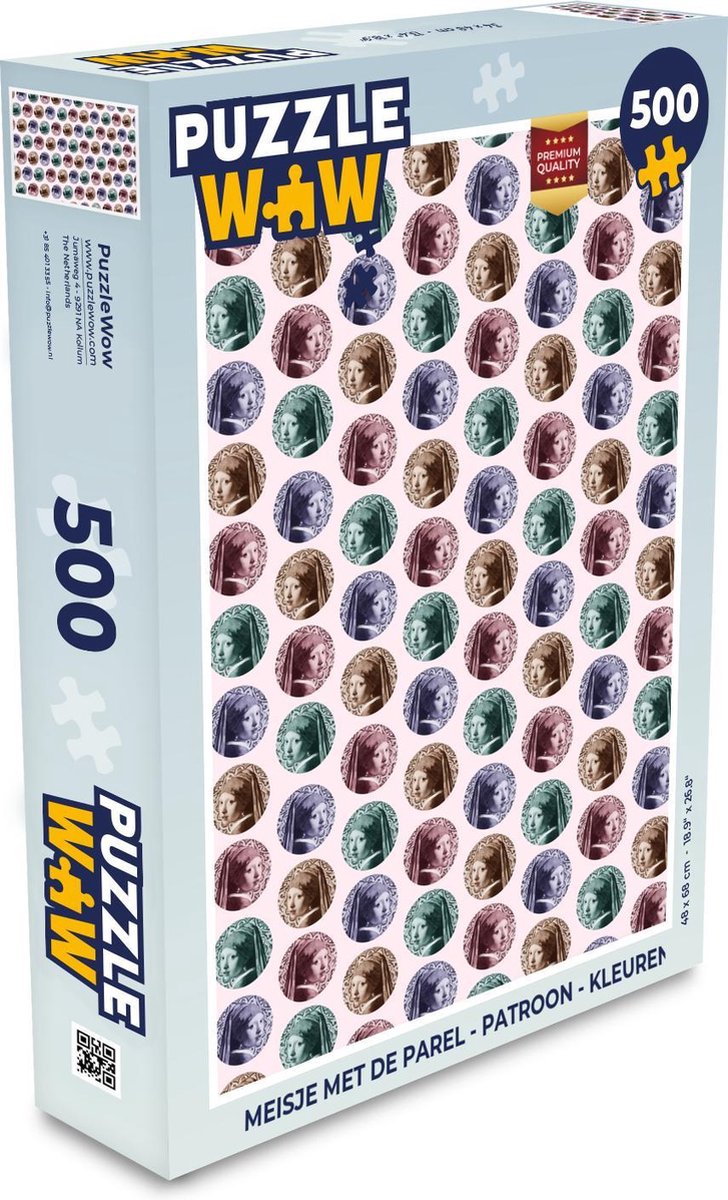 Puzzel Meisje met de parel - Patroon - Kleuren - Legpuzzel - Puzzel 500 ...