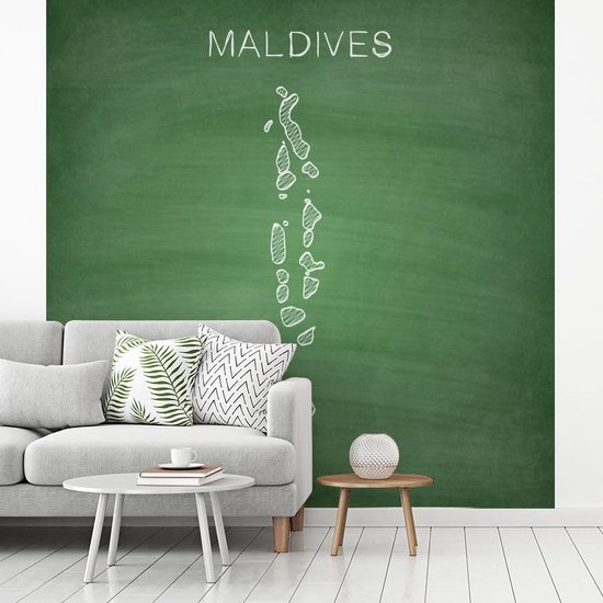 Behang - Fotobehang Illustratie van de kaart van de Malediven op een ...