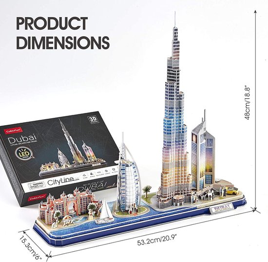 CubicFun 3D Puzzle LED Dubai Architecture Model Kit voor kinderen en ...
