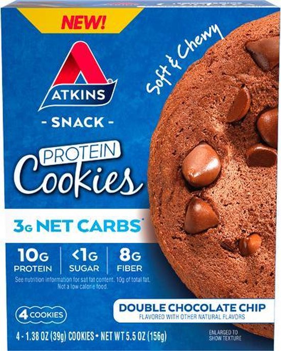 Atkins | Protein Cookies | Double Chocolate Chip | 4 x 39 gram | bol