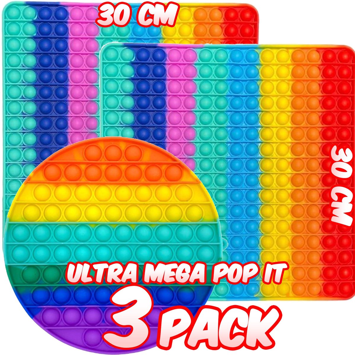 Ultrasativa® 3 Pack Pop It XL -30X30 -20X20 -Fidget Toys -Tiktok Trend ...