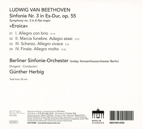 Berliner Sinfonie-Orchester, Gunther Herbig - Beethoven: Eroica (CD ...