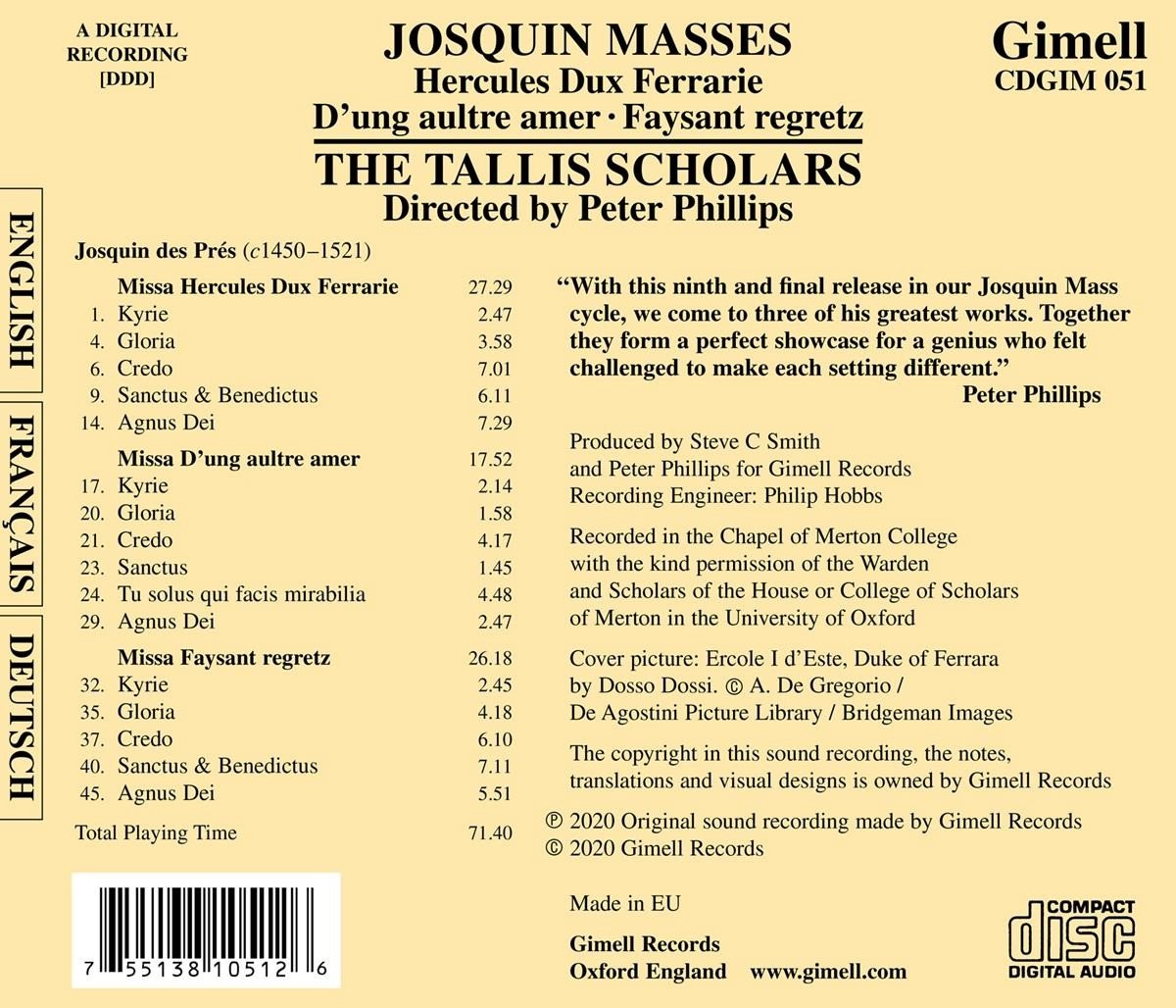 Tallis Scholars - Masses Hercules Dux Ferrarie (CD), Peter Phillips ...