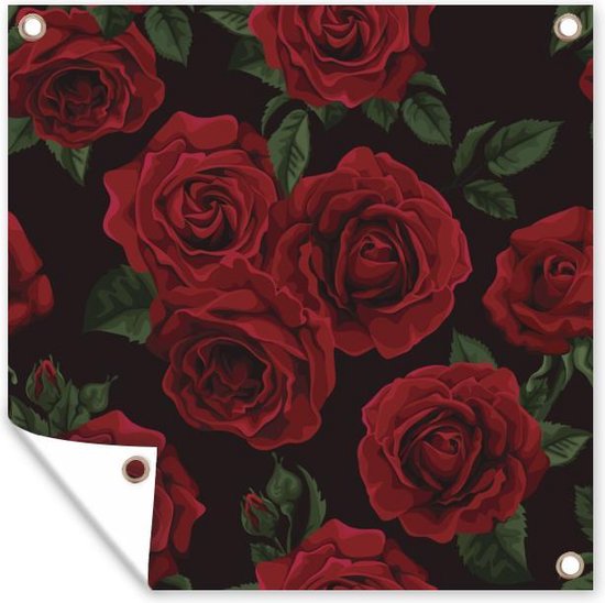 Posters de jardin Roses - Pétales de rose - Rouge - 50x50 cm - Toile de ...