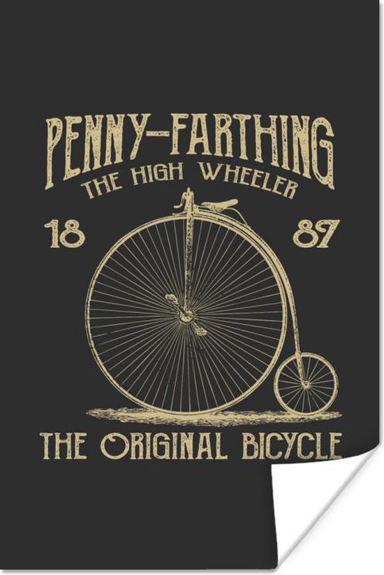 Poster Fiets - Wielen - Retro - 20x30 cm - Vaderdag cadeau - Geschenk ...