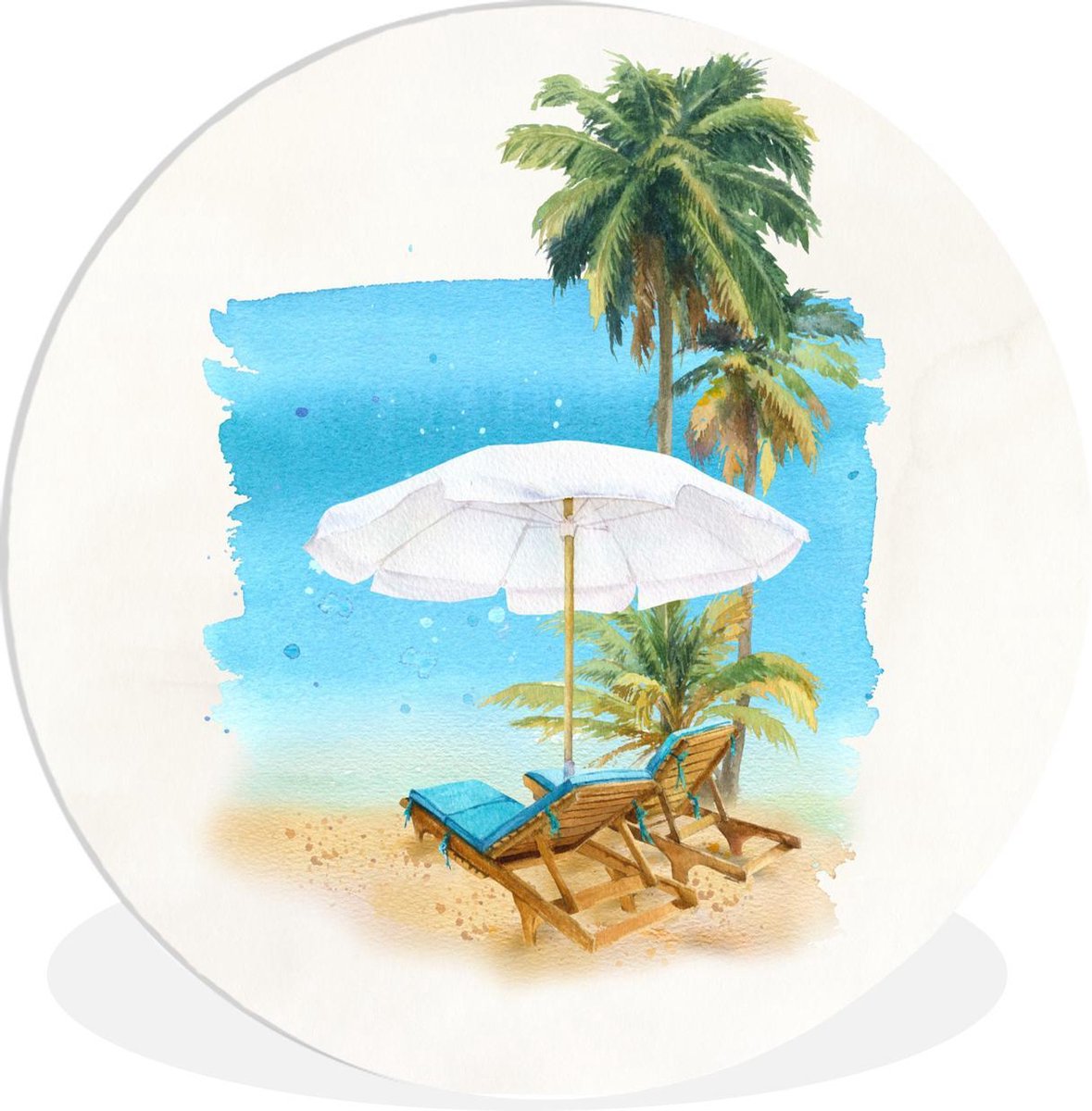 Wall Circle - Indoor Wall Circle - Chaise de Plage - Parasol - Palmier ...