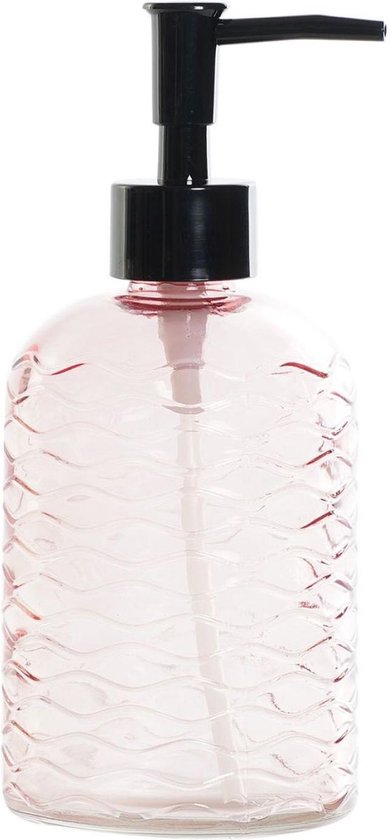 Zeeppompje/zeepdispenser roze van glas 450 ml - Badkamer/keuken zeep ...
