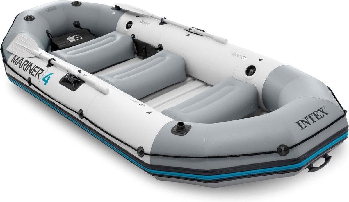Intex - Opblaasboot - Opblaasboot met peddels - Peddels - Grijs - 328 x 145 x 48 cm | bol.com