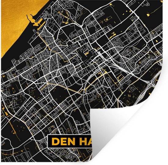 Muurstickers - Sticker Folie - Plattegrond - Den Haag - Goud - Zwart ...