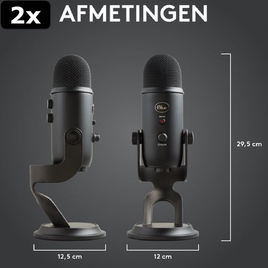 2x Logitech Blue Yeti Game Streaming Kit - Streaming microfoon - Zwart ...