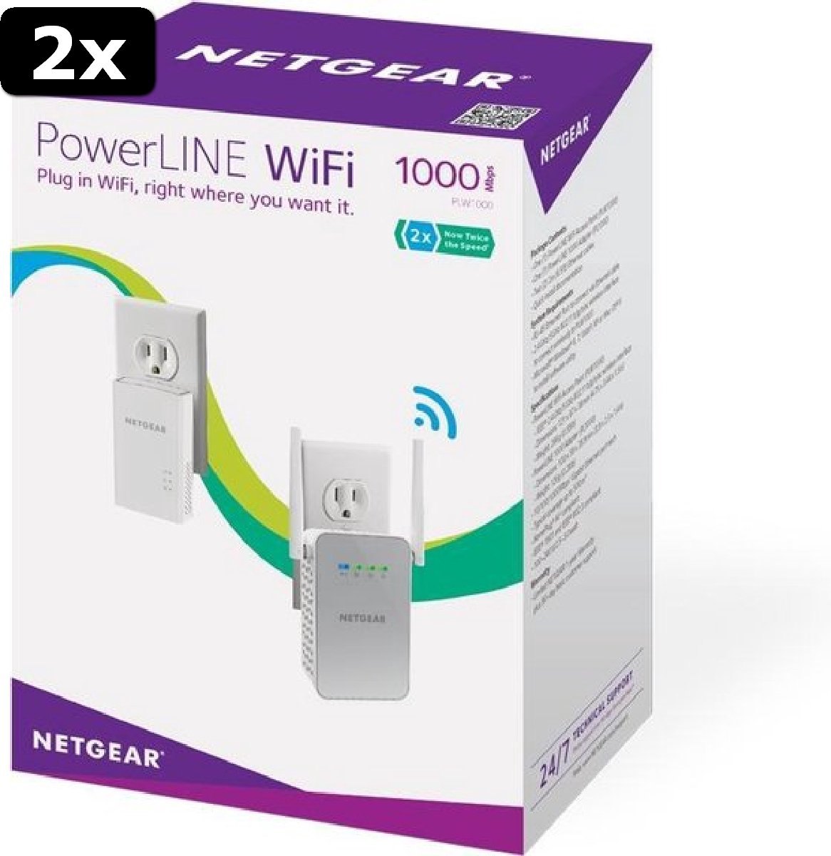 2x Netgear PLW1000 - Wifi Powerline - 2 Stuks | bol.com