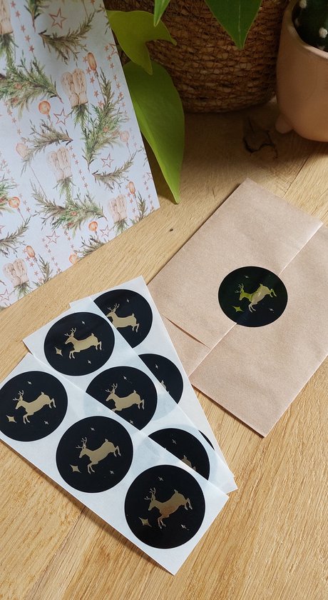 Kerststickers Rendier Goud 10 stuks - Stickers Kerstmis - Sluitstickers ...