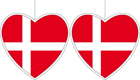 Set van 3x stuks denemarken vlag hangdecoratie hartjes vorm karton 28 ...