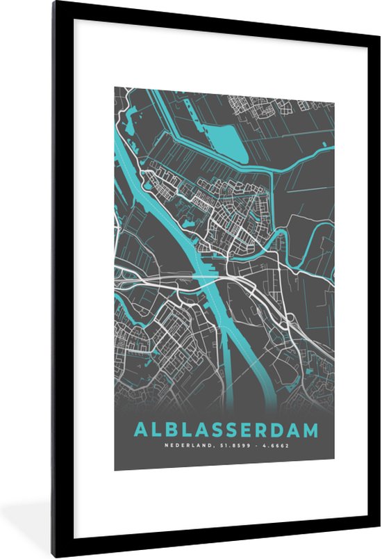 Fotolijst incl. Poster - Alblasserdam - Stadskaart - Kaart ...