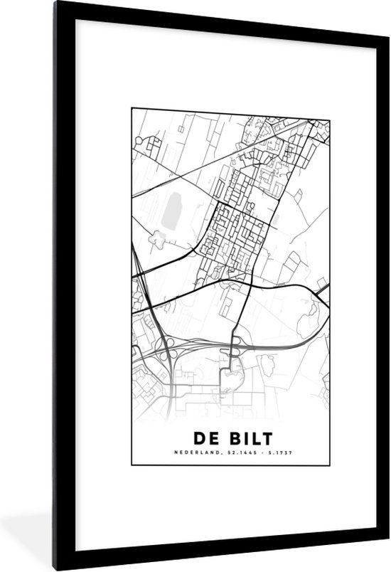 Fotolijst incl. Poster - Plattegrond - De Bilt - Kaart - Stadskaart ...