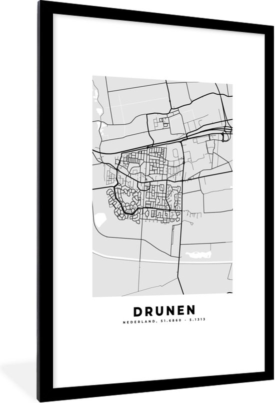 Fotolijst incl. Poster - Drunen - Kaart - Stadskaart - Plattegrond ...