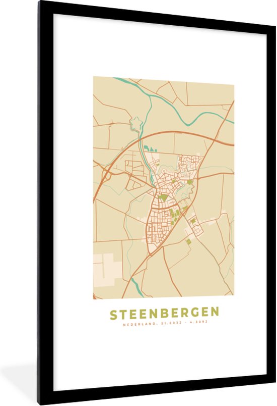 Fotolijst incl. Poster - Stadskaart - Kaart - Steenbergen - Plattegrond ...