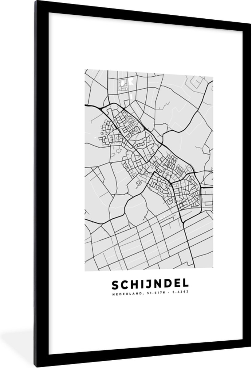 Fotolijst incl. Poster - Schijndel - Kaart - Plattegrond - Stadskaart ...