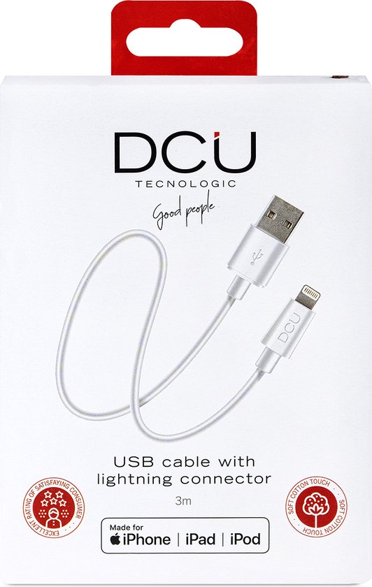 USB Cable for iPad/iPhone DCU 4R60057 White 3 m | bol