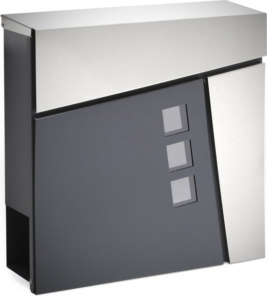 Modern design brievenbus met krantenrol V24 antraciet - wandbrievenbus ...