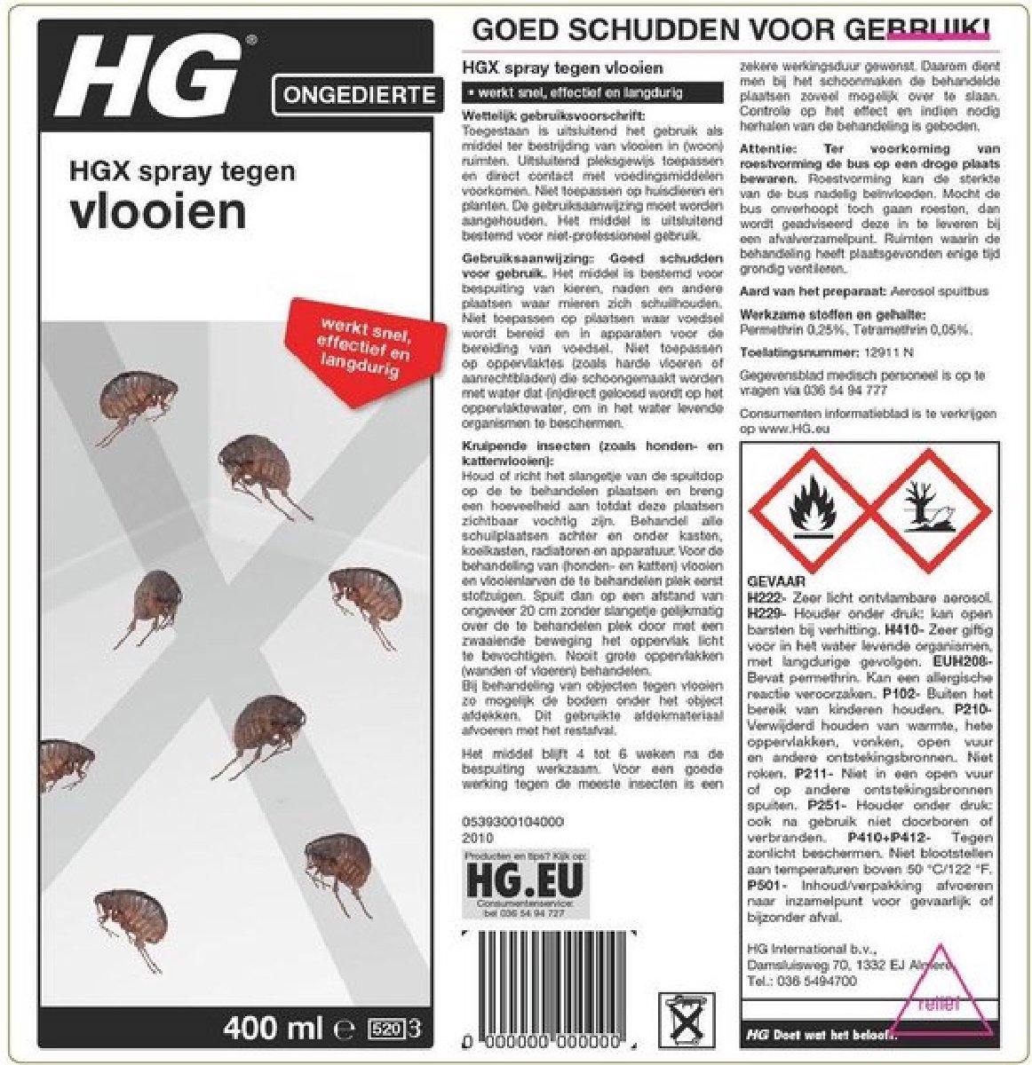 HGX spray tegen vlooien - 12911N - 400ml - snel en effectief - vlekvrij ...