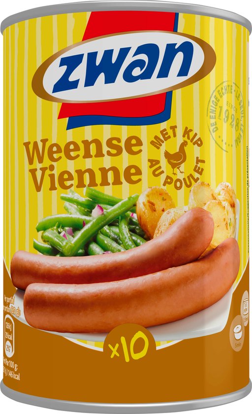 Zwan - Weense Worstjes met kip 10 stuks - Voordeelverpakking 12 x 400g ...
